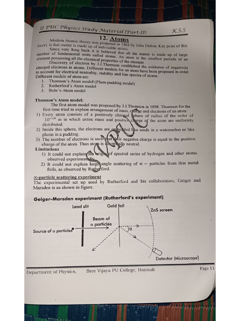 Atoms Class 12th Physics Notes | PDF