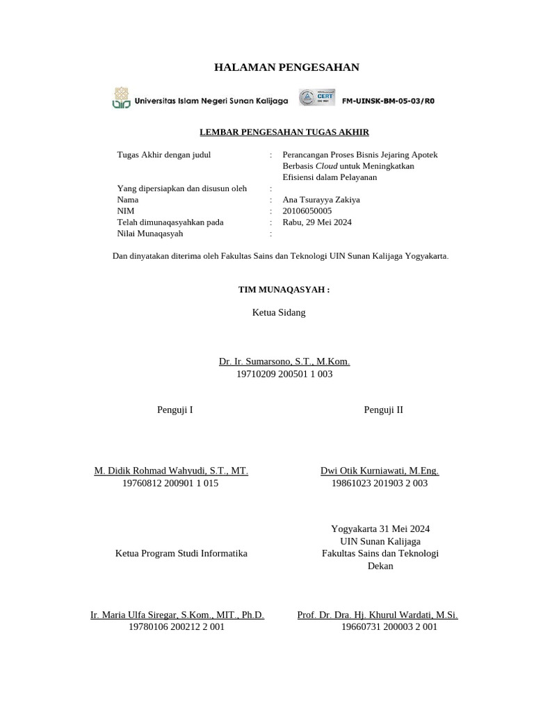 Halaman Pengesahan | PDF