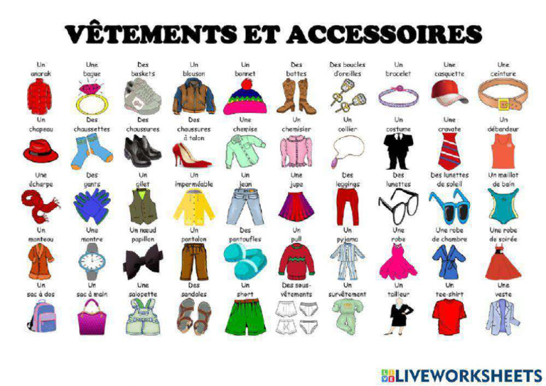 Acessórios e Roupa em Frânces. | PDF