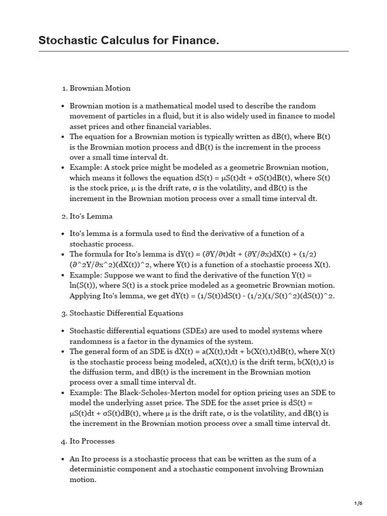 Stochastic Calculus | PDF