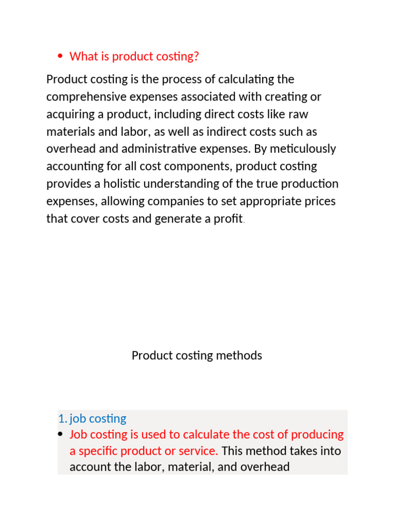 Product costing methods | PDF