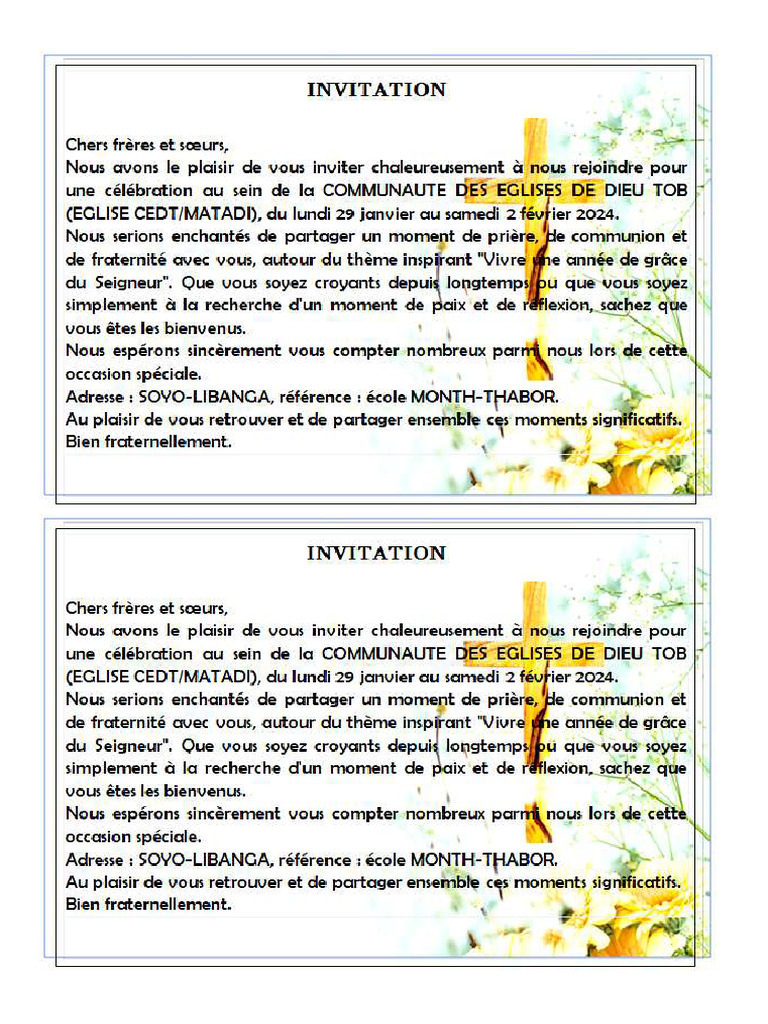 invitation TOB | PDF