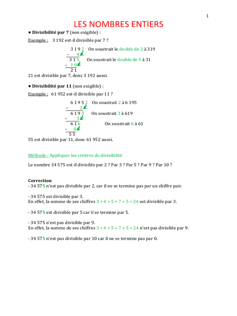 Les Nombres Entiers-16!09!2024 | PDF