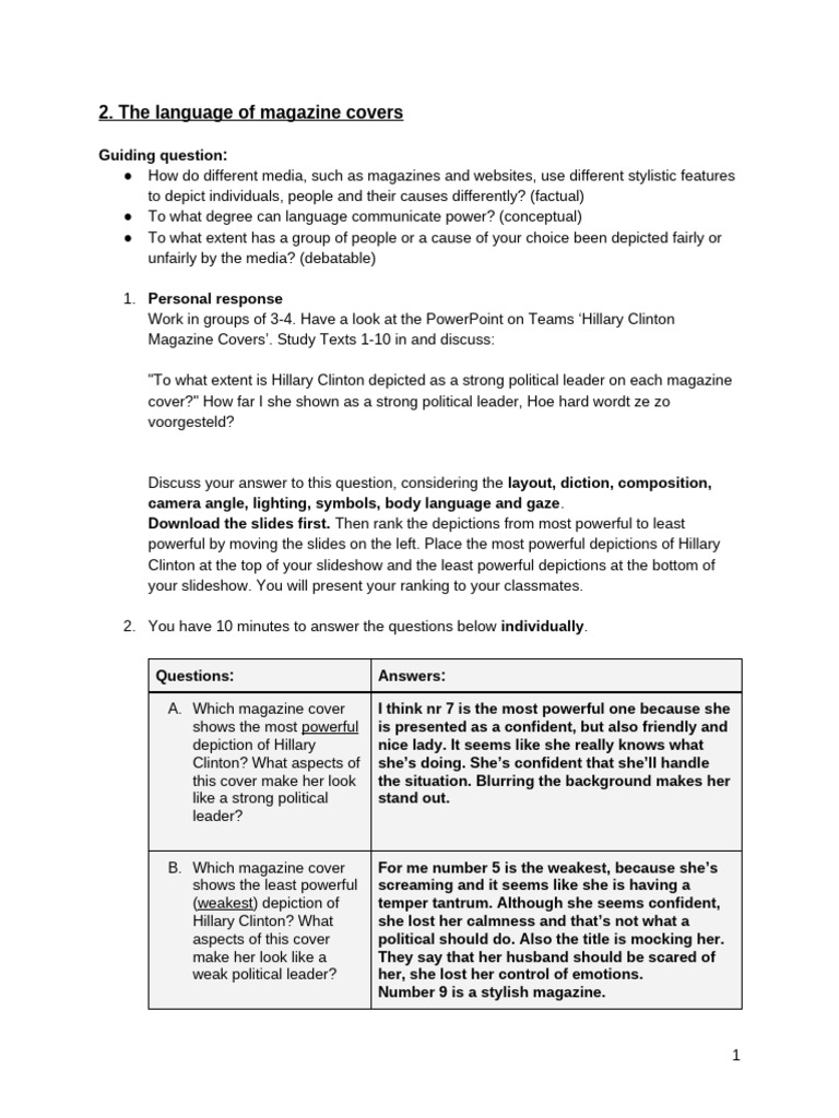 The Language of Magazine Covers Booklet | PDF
