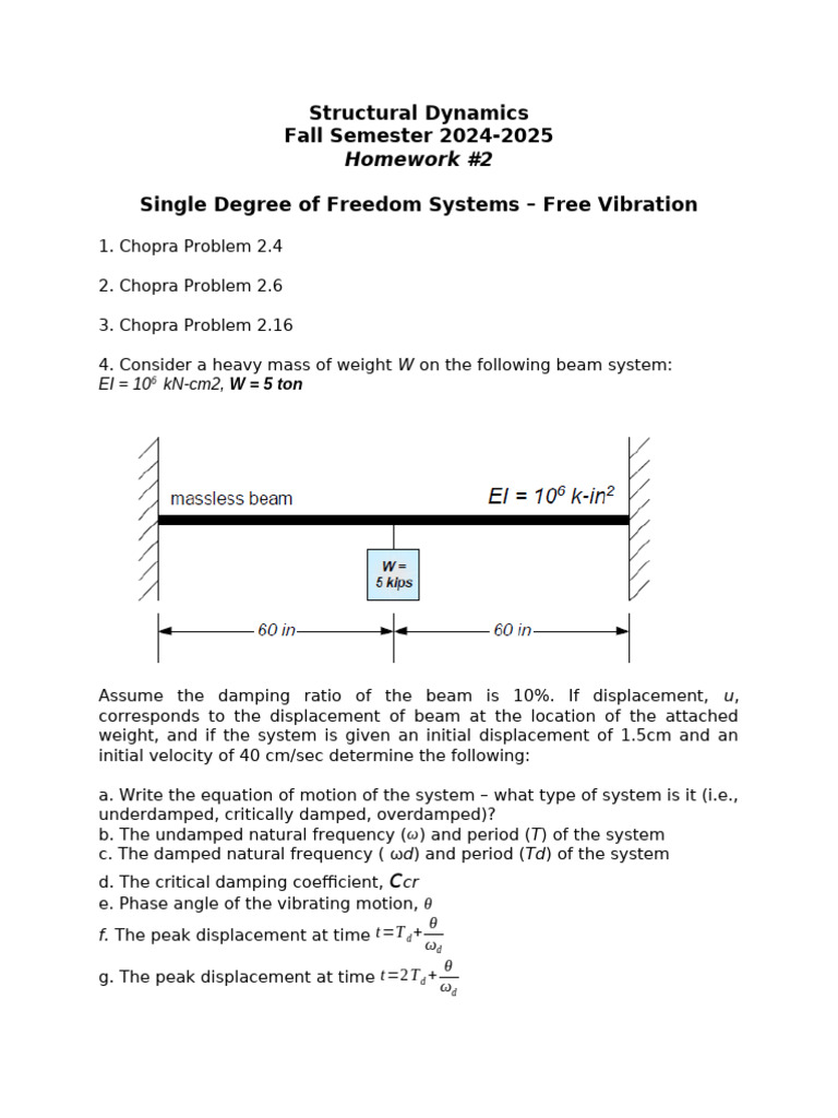 Structural Dynamics HW | PDF | Science & Mathematics | Technology & Engineering