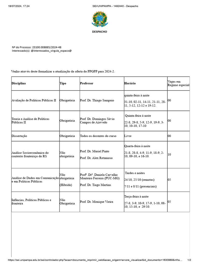 Oferta Ppgpp 2024 2 Atualizada Pdf
