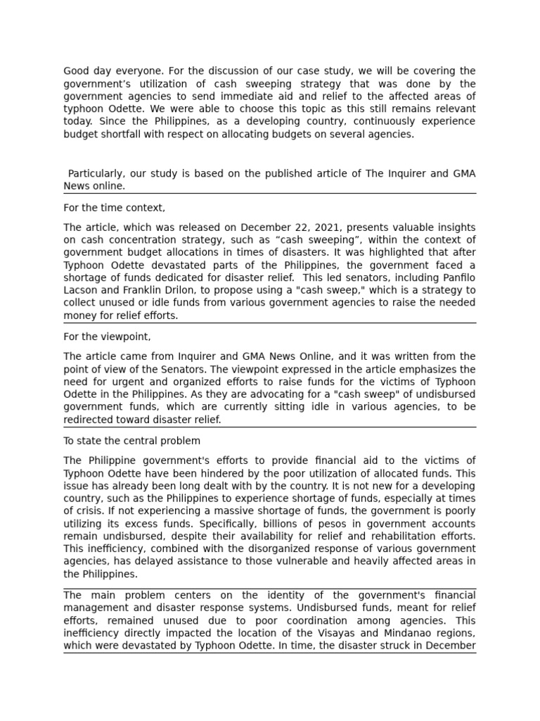 Cash Sweeping Philippines | PDF