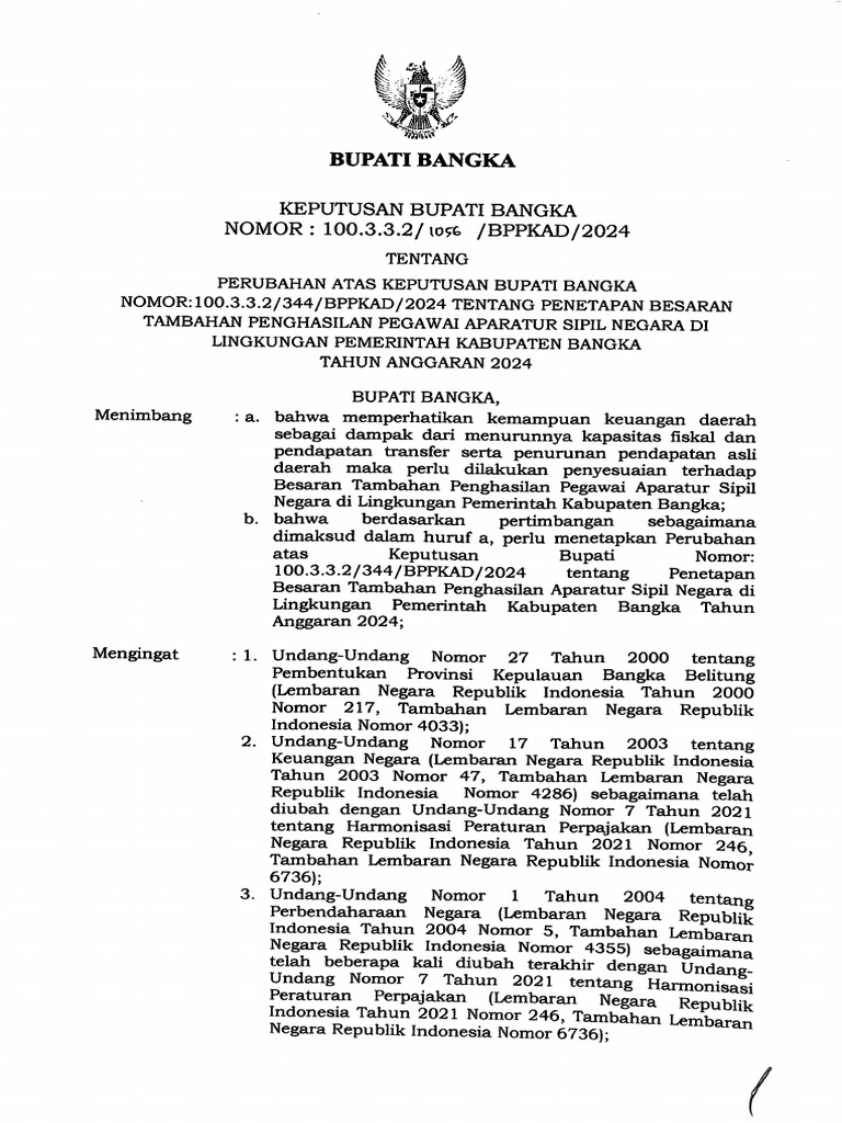 SK Perubahan TPP Tahun 2024 | PDF