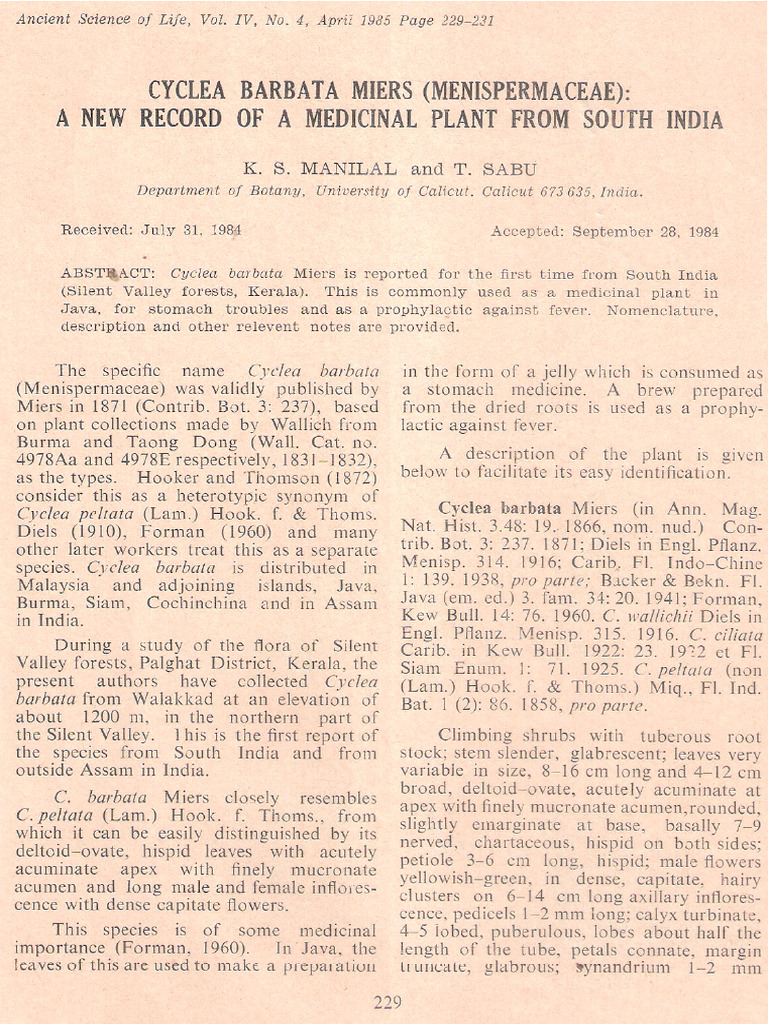 Cyclea Barbata | PDF