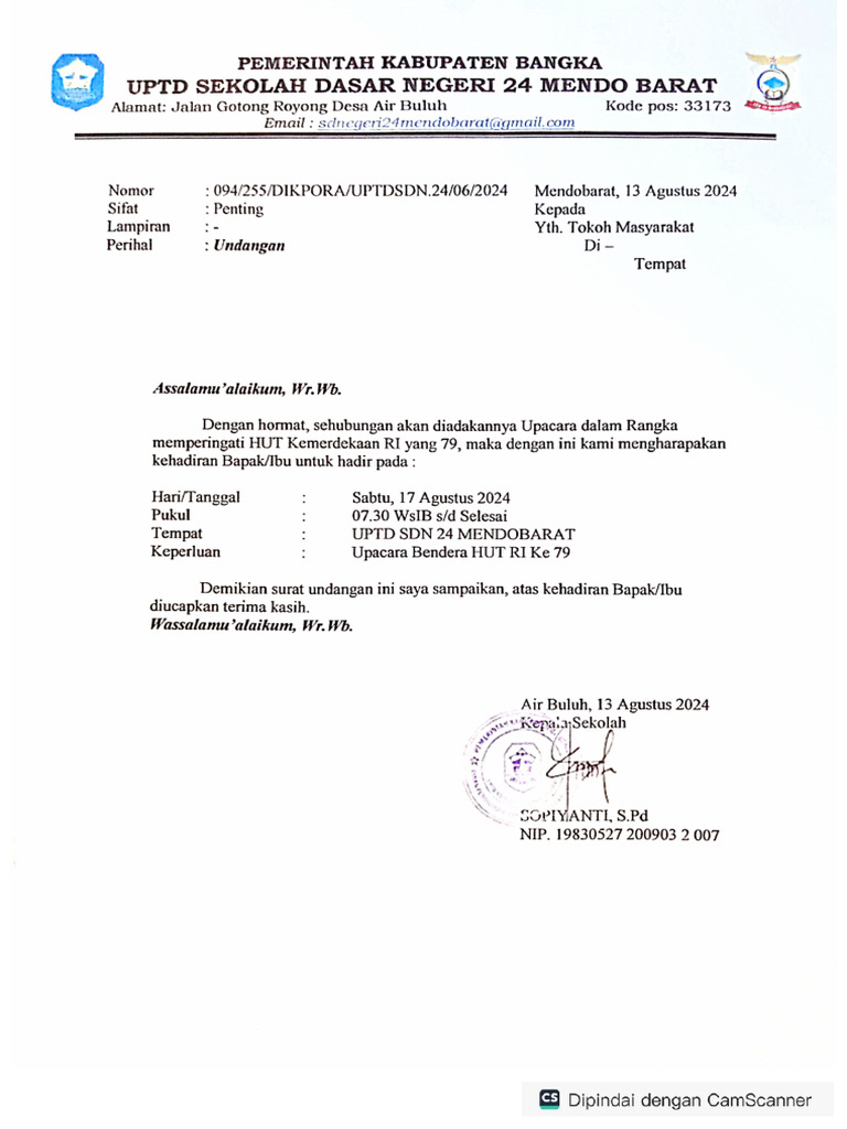 Surat Undangan Upacara HUT RI | PDF
