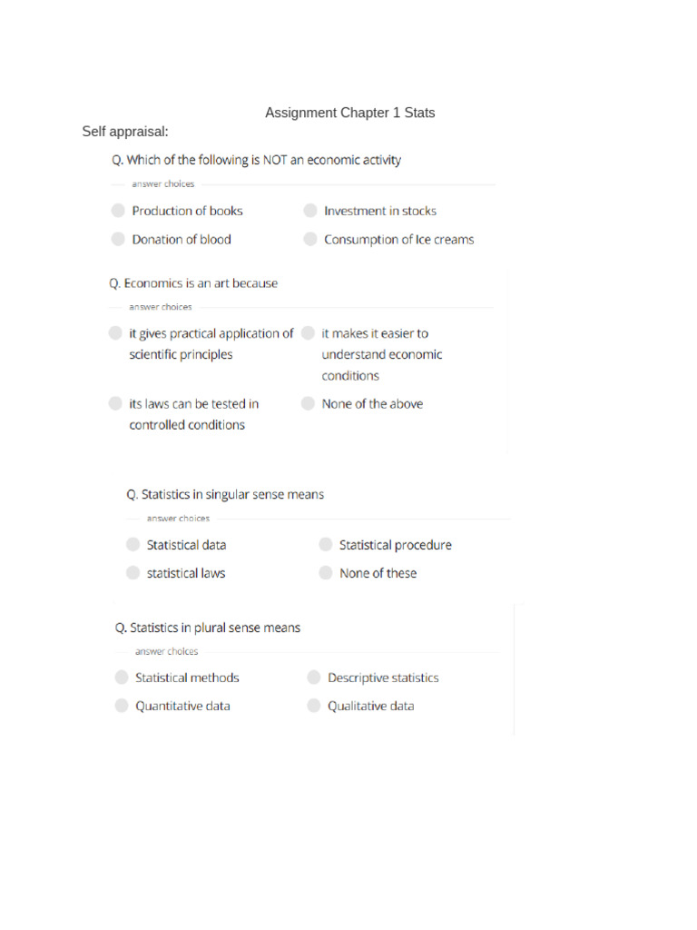 Assignment Chapter 1 stats (2) | PDF