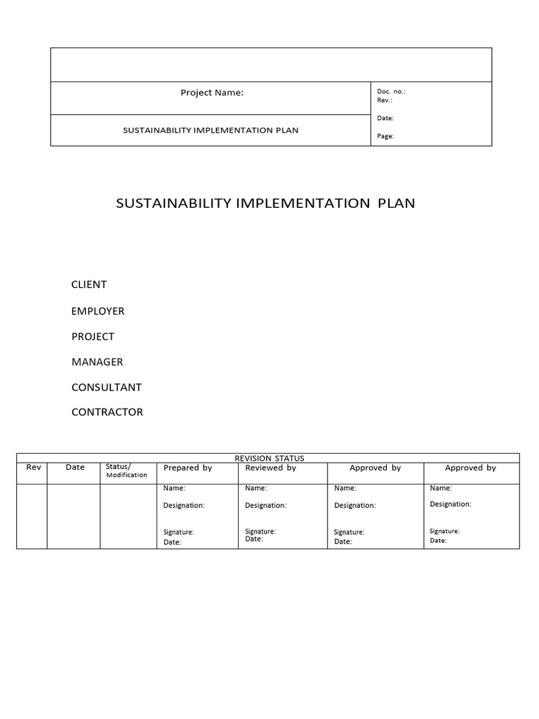 Sustainability Implementation Plan_Template | PDF