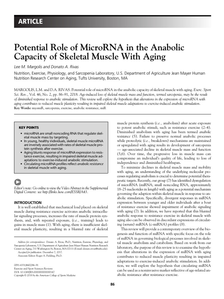Potential Role of MicroRNA in The Anabolic Capacity of Skeletal Muscle ...