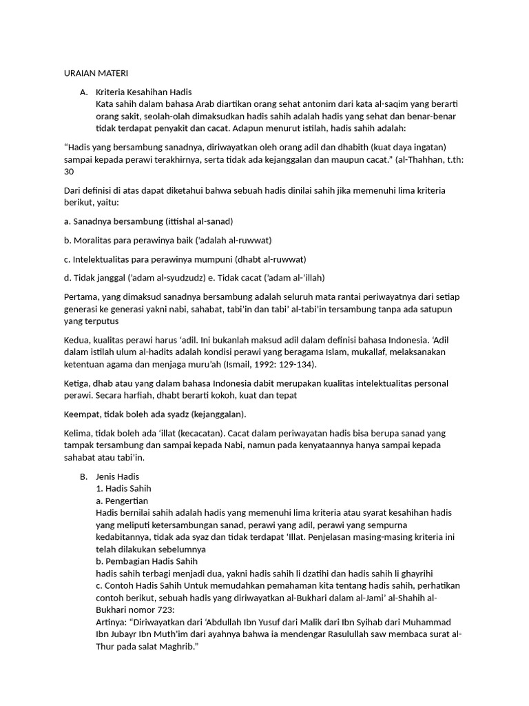 Uraian Materi | PDF | Hadith | History