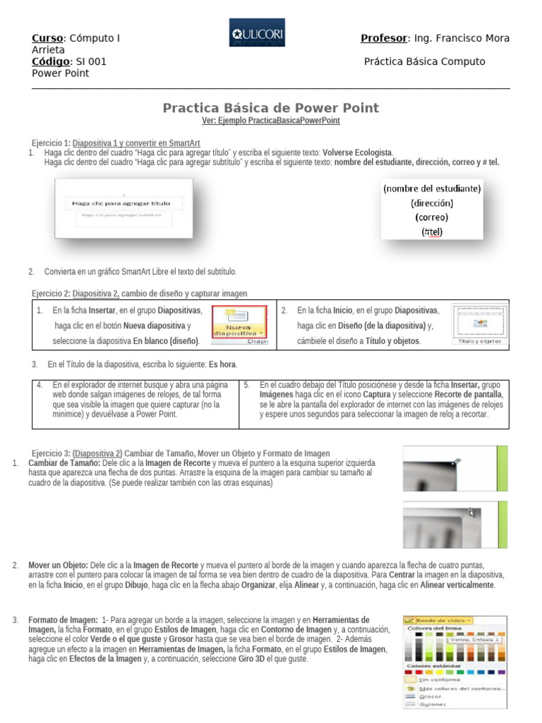 Instrucciones Practica Basica Power Point | PDF
