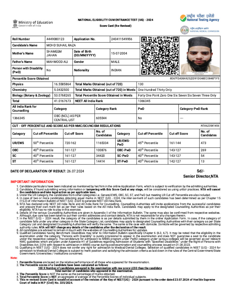 Re Revised Neet | PDF