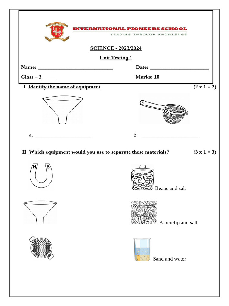 Short Questions Class 3 UNIT TEST | PDF