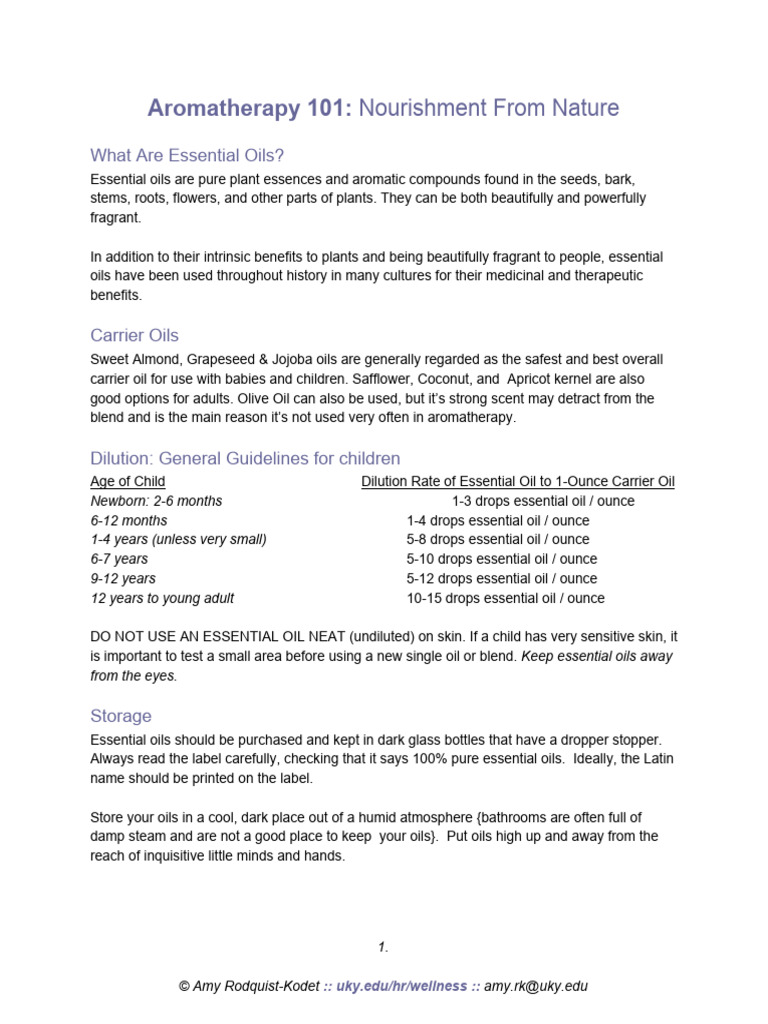 Aromatherapy Handout | PDF