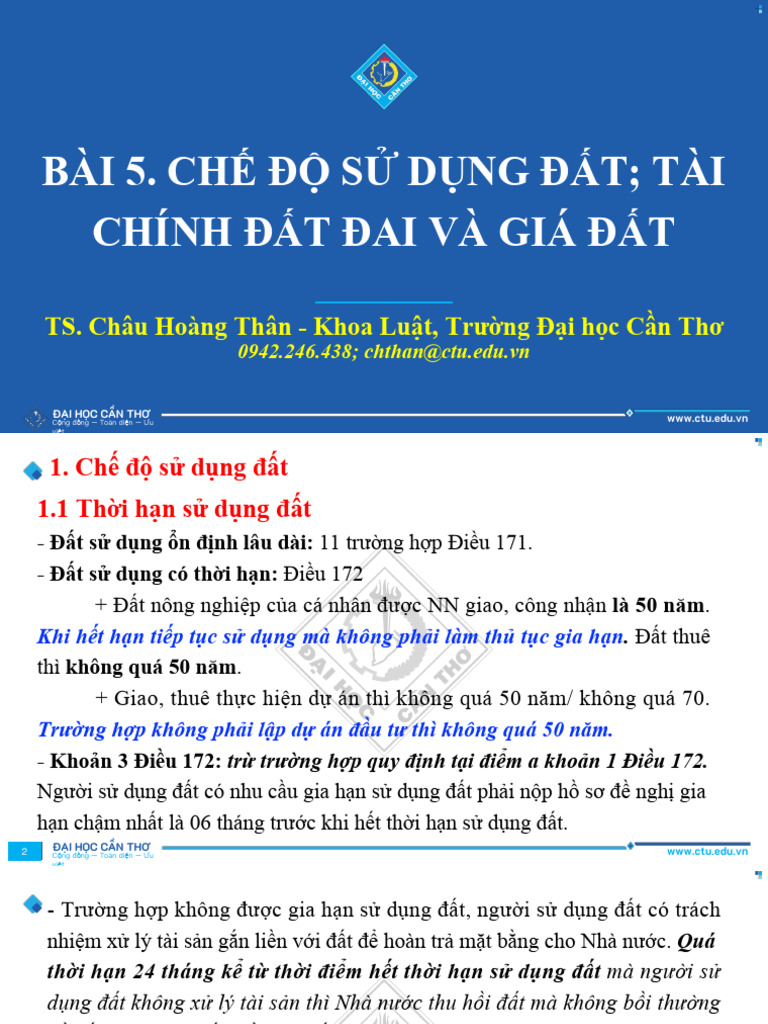 BÀI 5. Che Do Su Dung Dat, Giai Quyet Tranh Chap | PDF