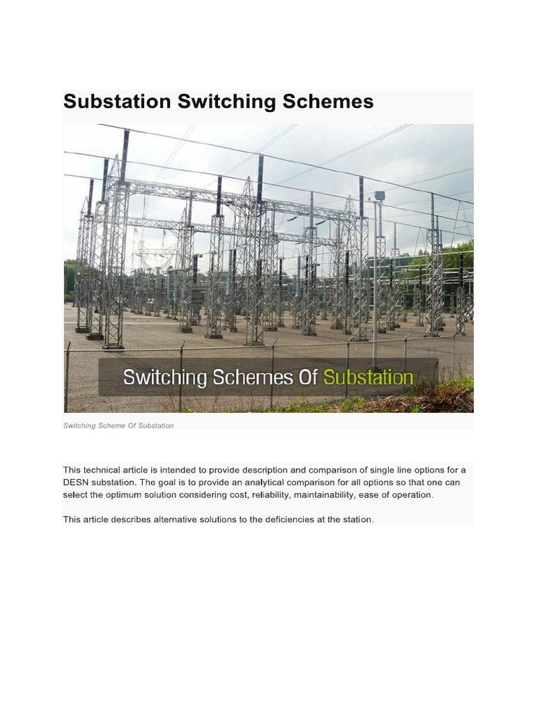 Substation Switching Schemes | PDF
