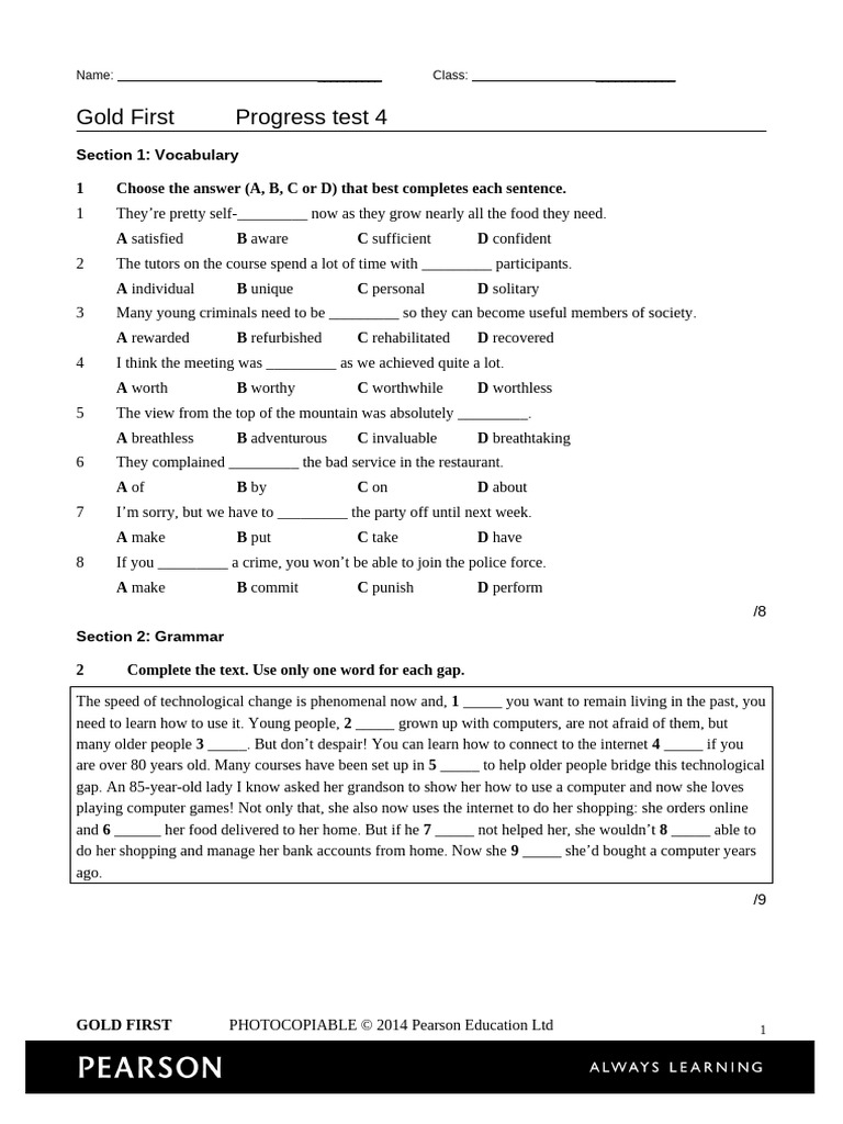Progress Test 04 | PDF