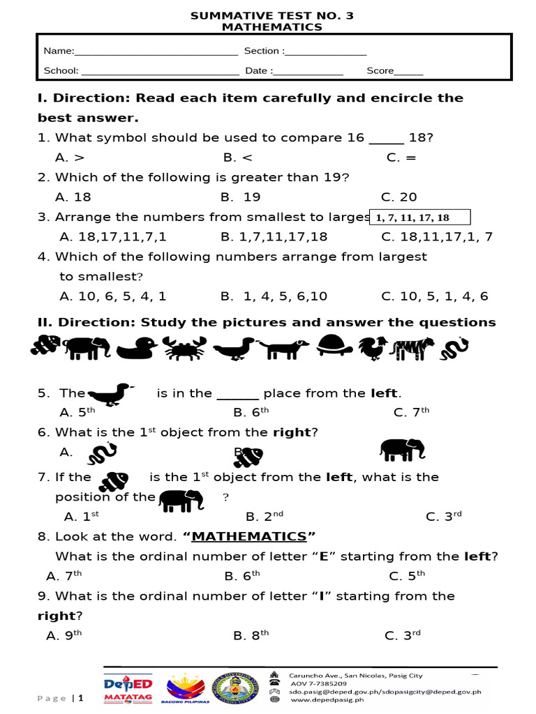 Q1 Summative-Test Math | PDF