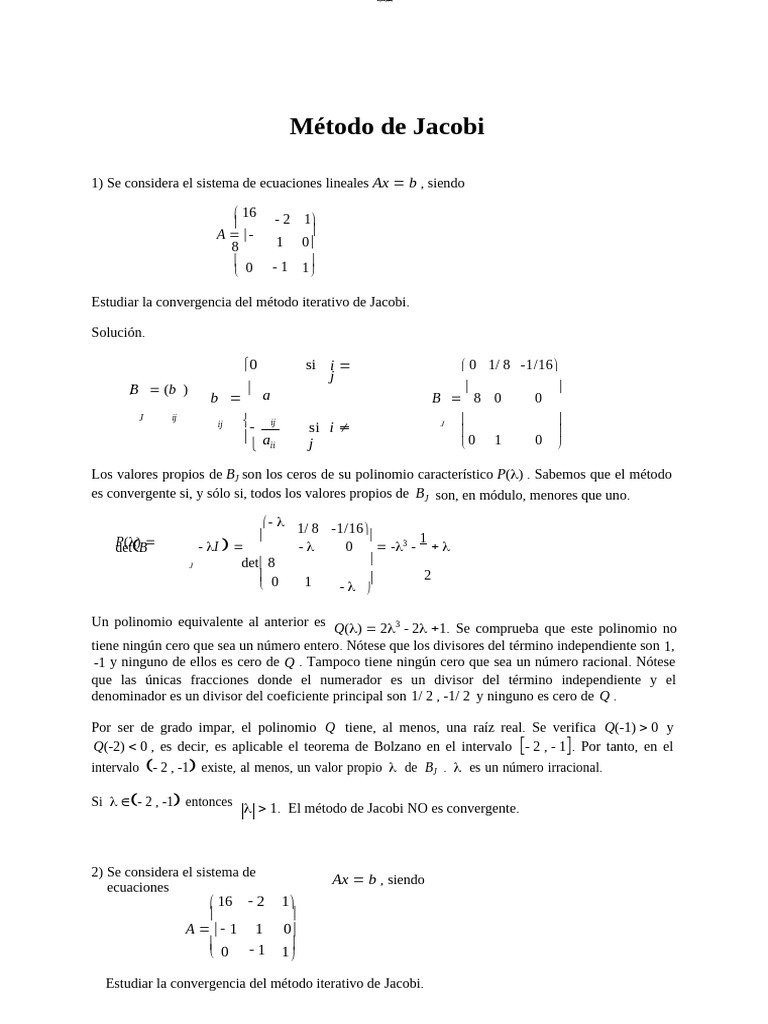 Dos Ejercicios Resueltos Jacobi | PDF