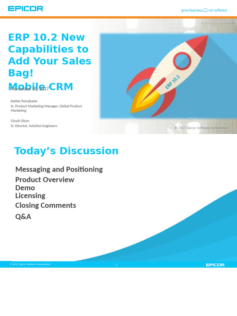 Epicor Erp 10 2 Sales Training Mobile Crm Pdf