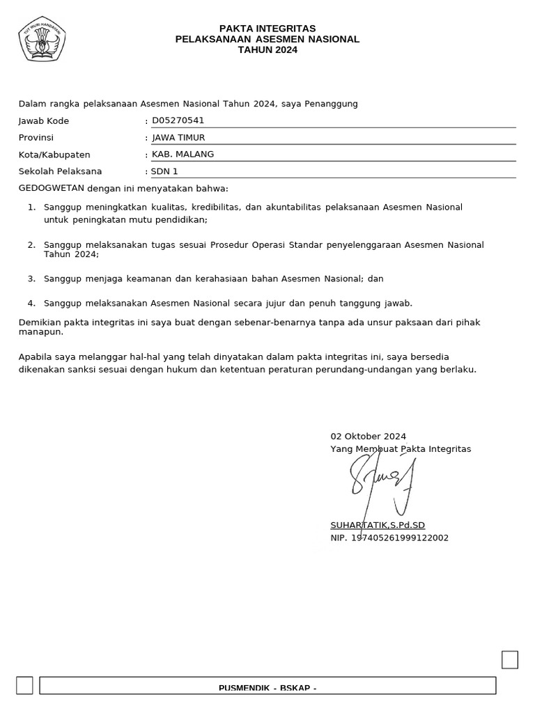 Asesmen Nasional - Tahun 2024 | PDF