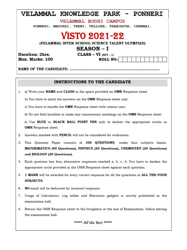 Visto - Set - 1 - Vi - QP | PDF