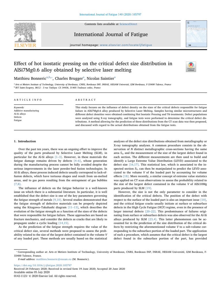 Effect of Hot Isostatic Pressing On The Critical Defect S - 2020 ...