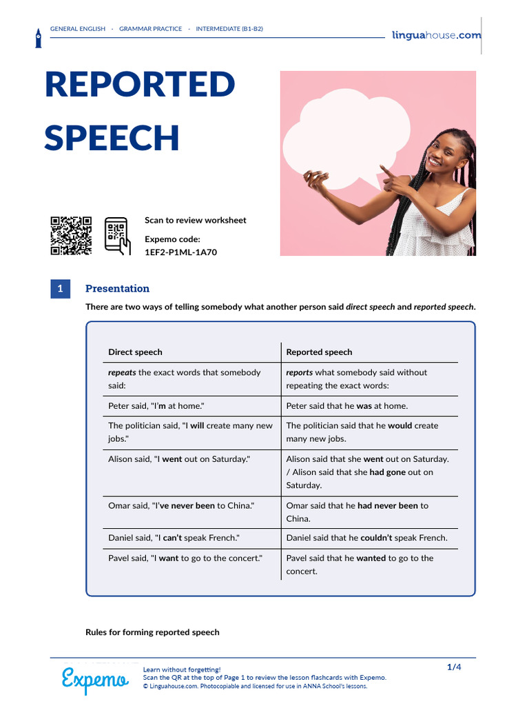 Reported Speech Grammar Guide | PDF | Linguistics