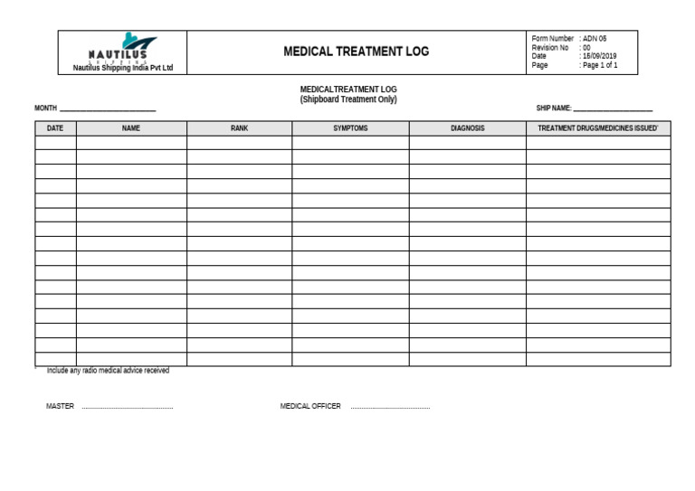Adn 05 - Medical Treatment Log | PDF