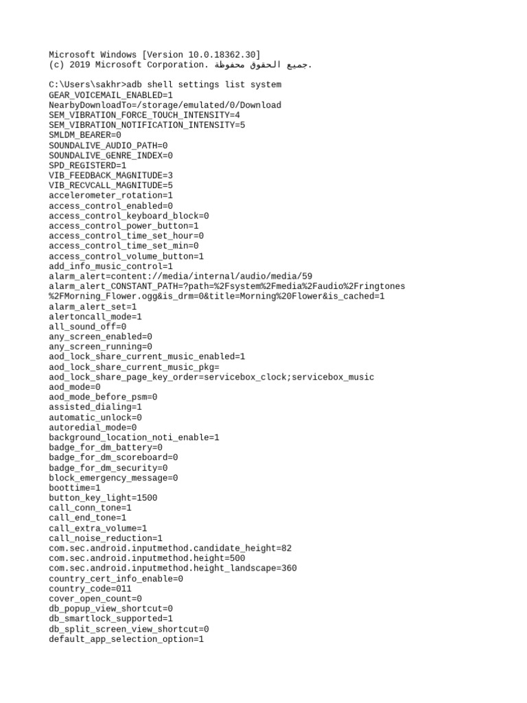 Adb Shell Settings List System For j7 | PDF | Operating System Families | Business