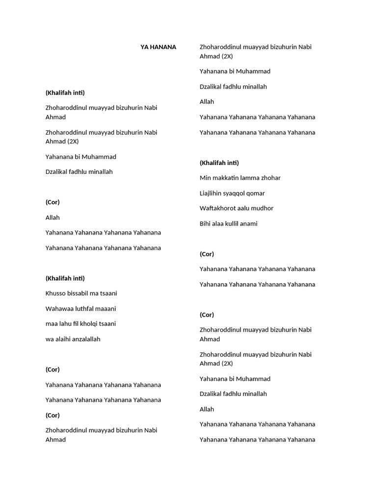 Ya Hanana | PDF