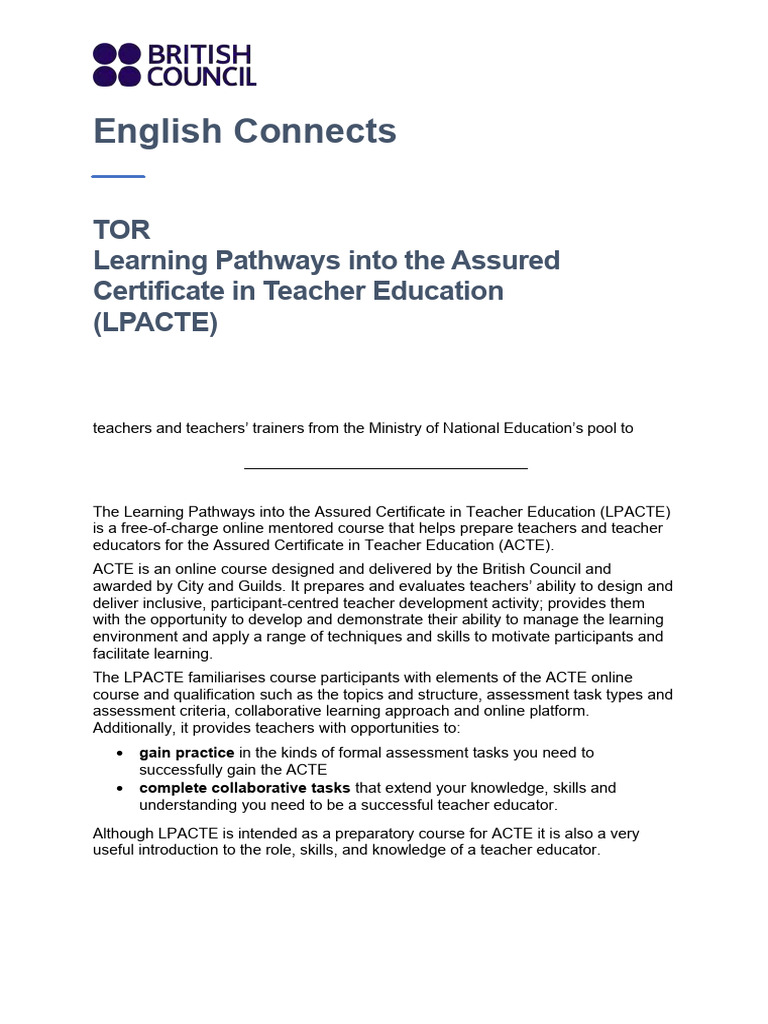 TOR LPACTE English Final (1) | PDF