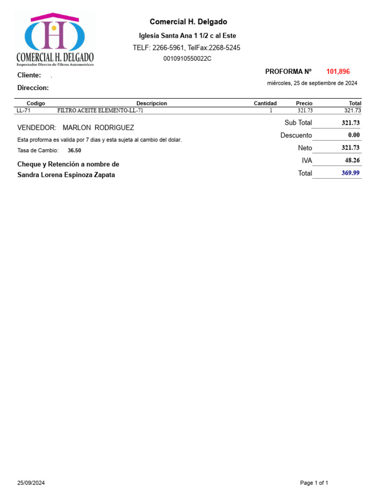 Comercial H. Delgado: Telf: 2266-5961, Telfax:2268-5245 | PDF
