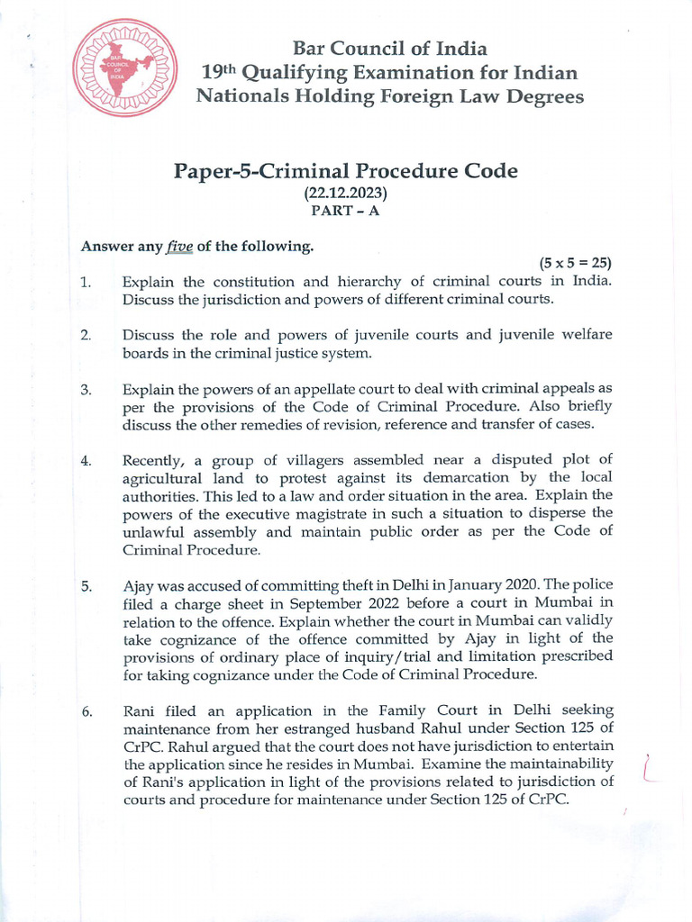 Paper-5-Criminal Procedure Code On 22 Dec, 2023 | PDF