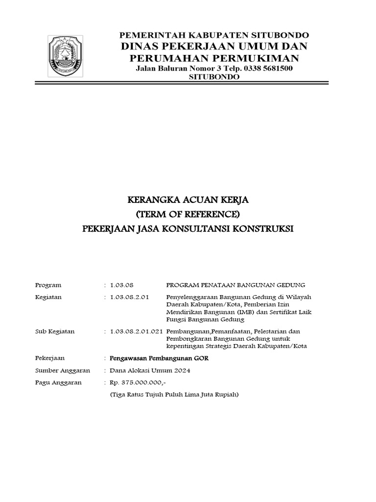 Kak Konsultan Pws. Gor Situbondo R4 | PDF