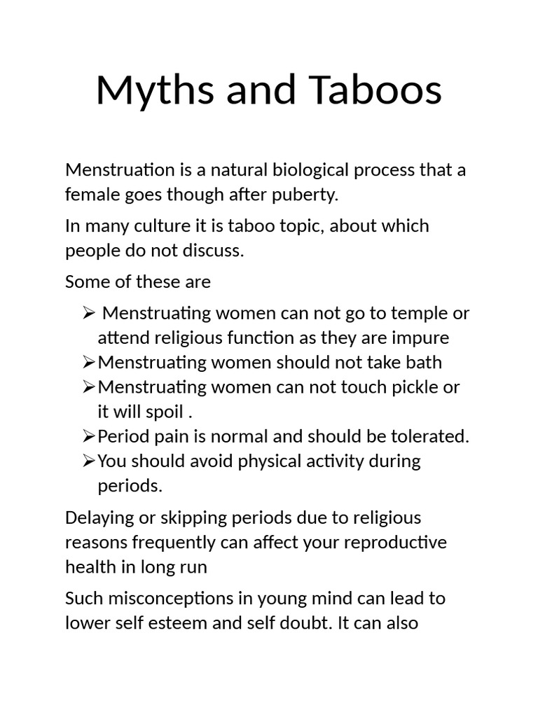 Myths and Taboos | PDF