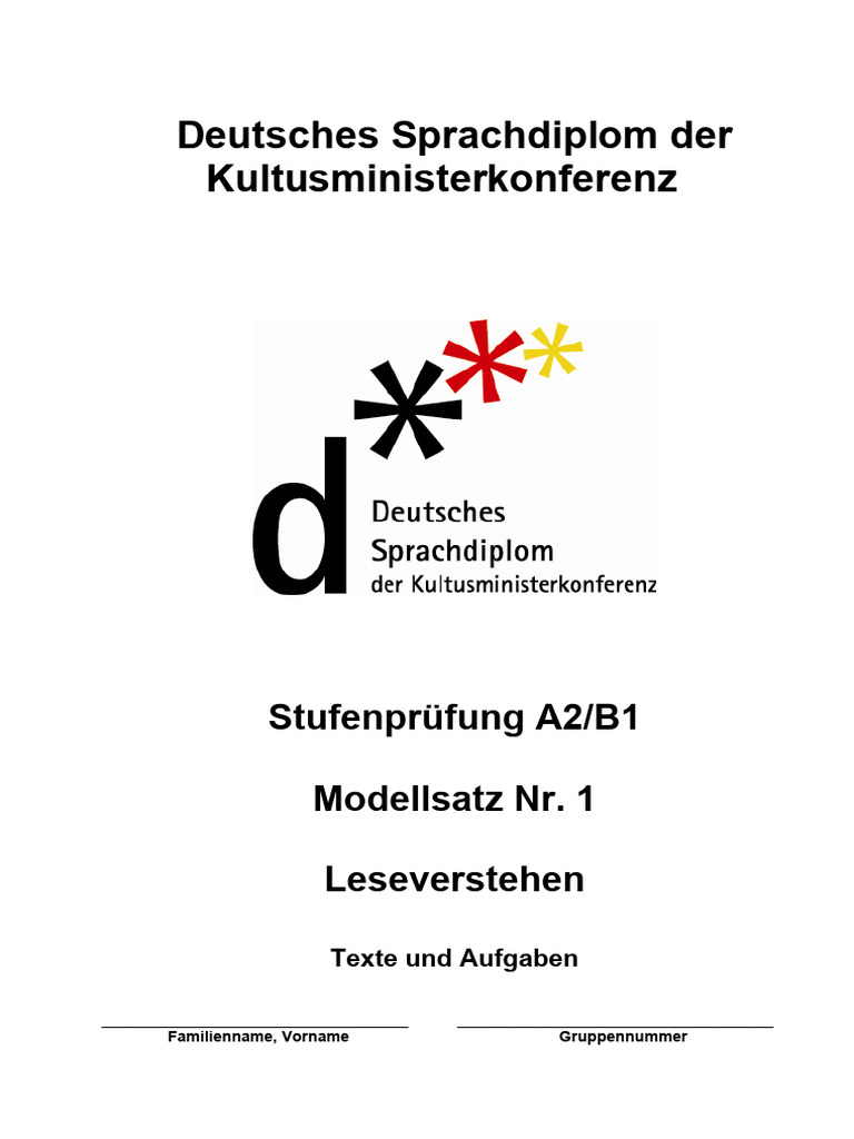 A2-B1 Modellsatz NR 1 | PDF