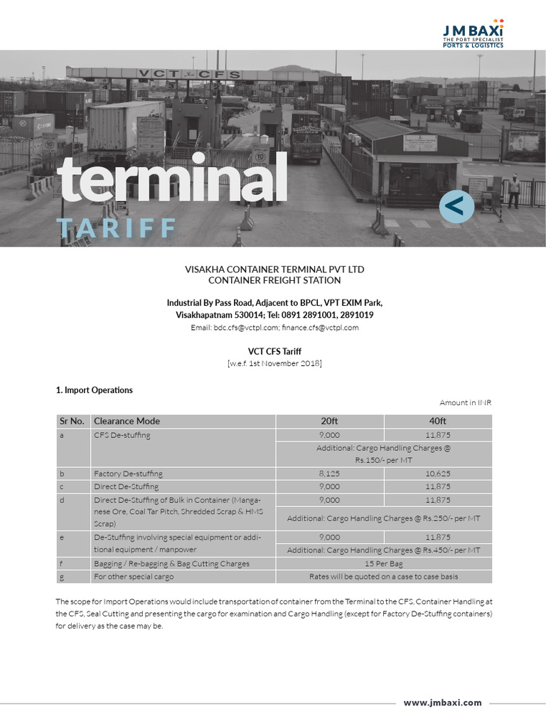 VCT Cfs Tariff | PDF