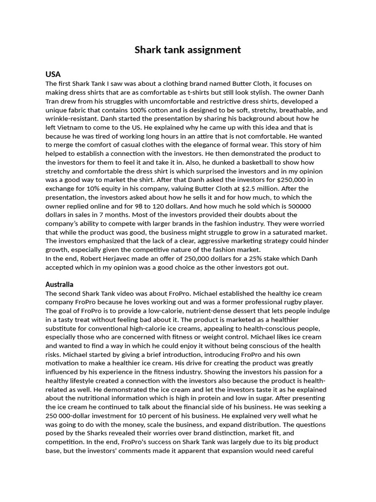 Shark Tank Assignment | PDF