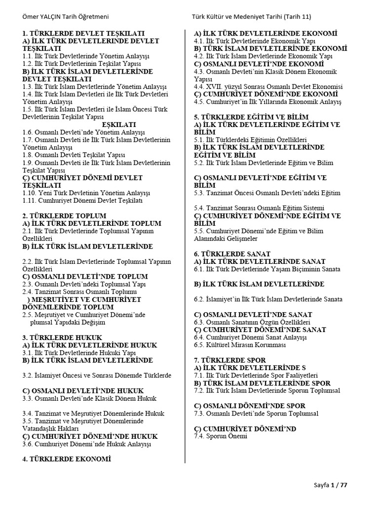 Turk Kultur Medeniyet Tarihi Ozet Ve Etkinlikleri | PDF