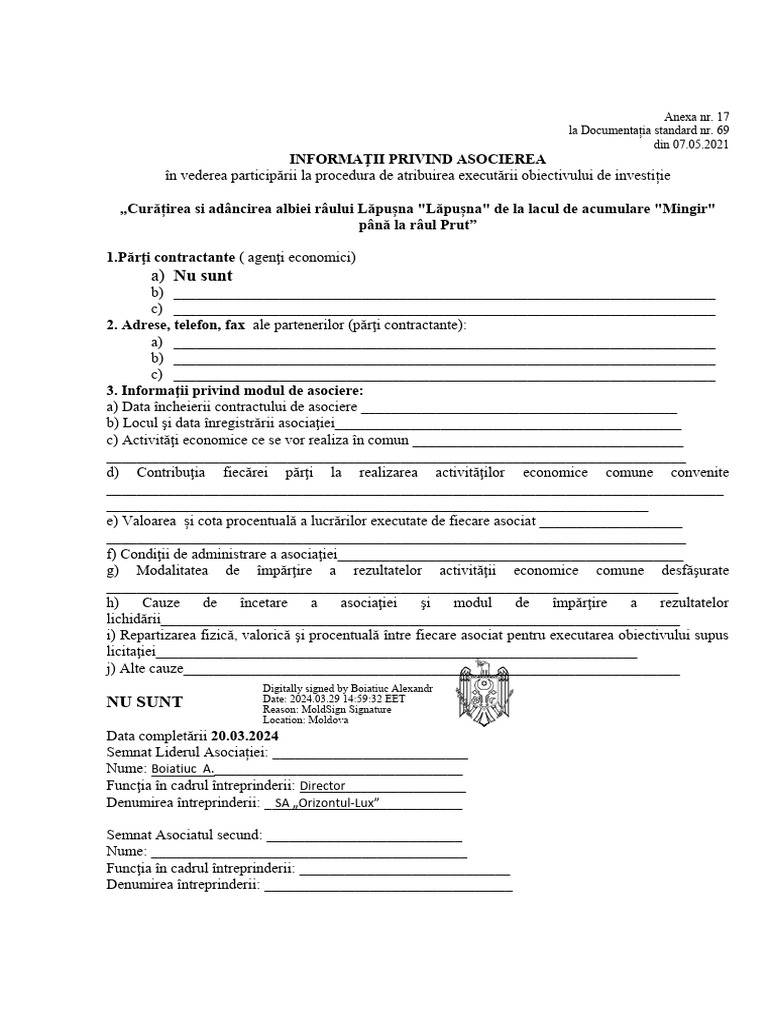 14 anexa nr17 - informatii privind asocierea.подписан | PDF