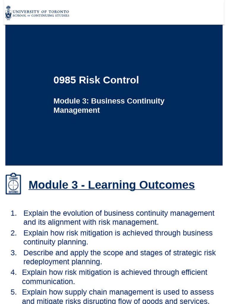 0985 Module 3 Business Continuity Management | PDF