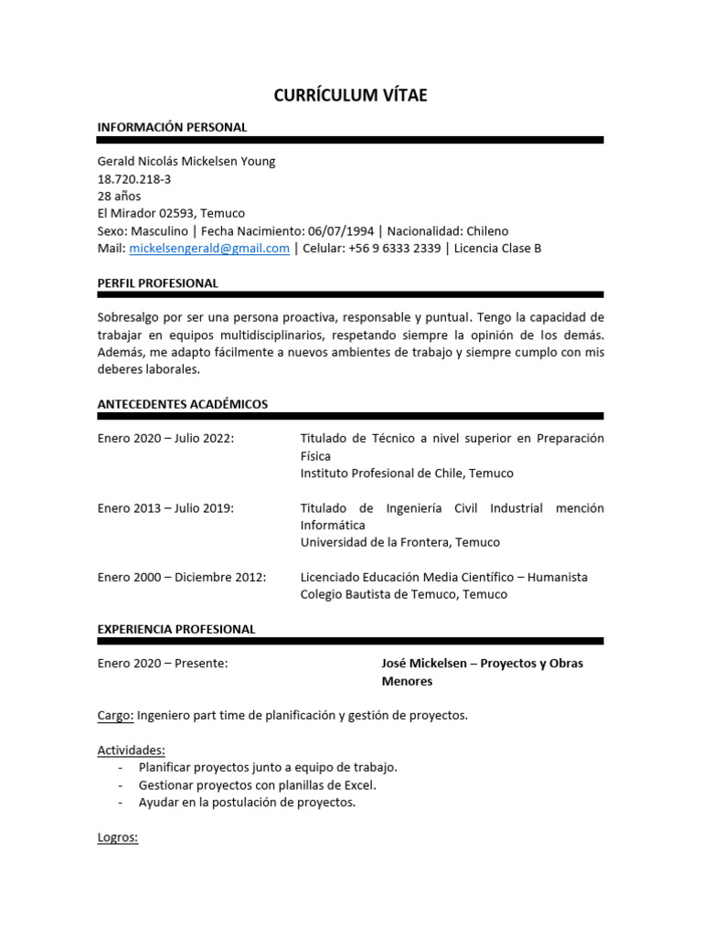 CV Gerald Mickelsen | PDF