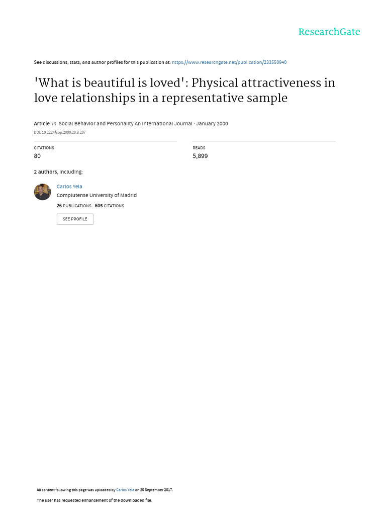 What Is Beautiful Is Loved | PDF