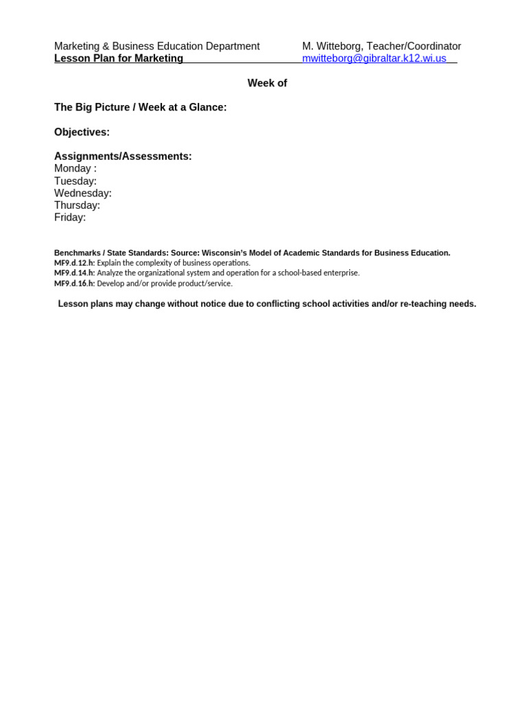 AA Lesson Plan Template | PDF