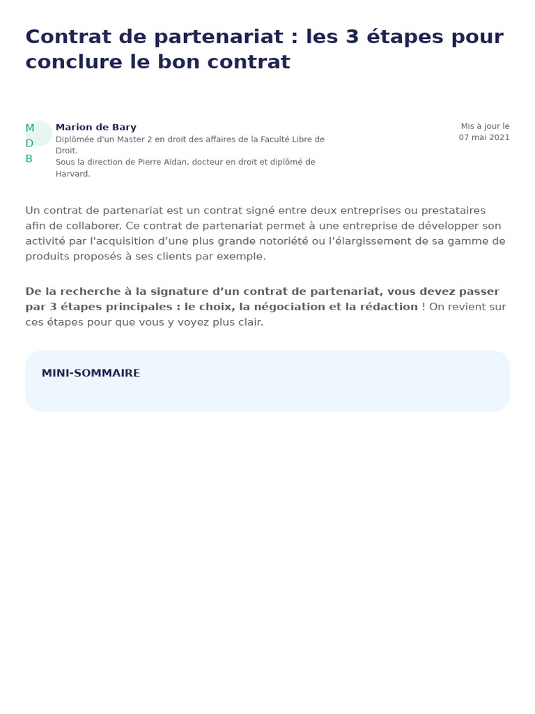 Contrat de Partenariat | PDF